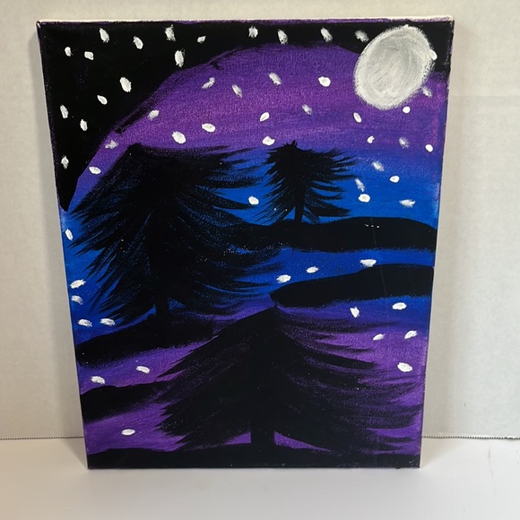 Hand Crafted | Wall Decor | Dark Beautiful Forest Night Sky Acrylic ...